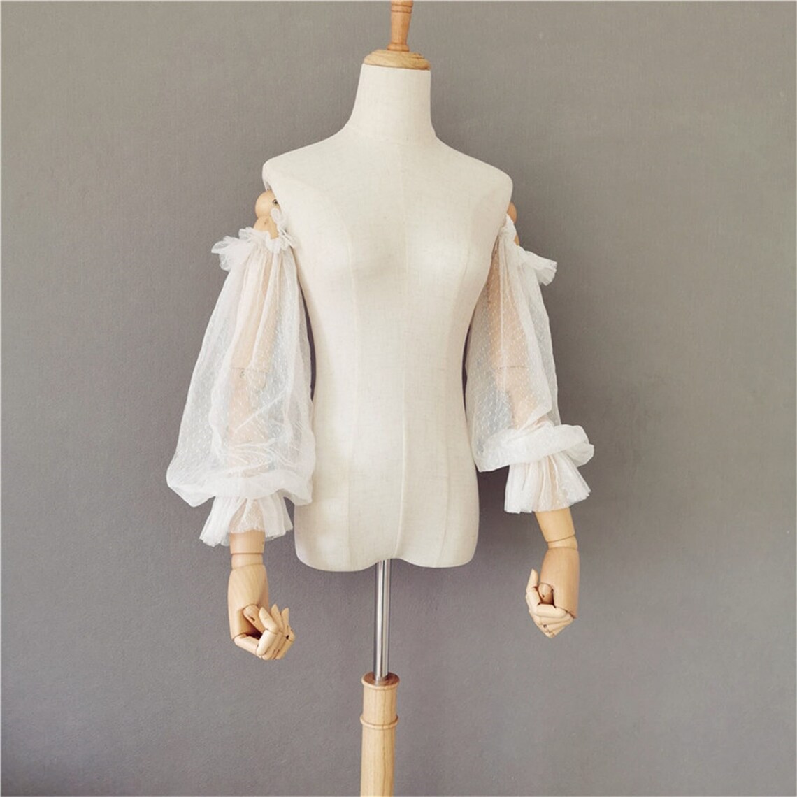 Off-shoulder Detachable Sleeves With Ruffelslong Polka Dots - Etsy