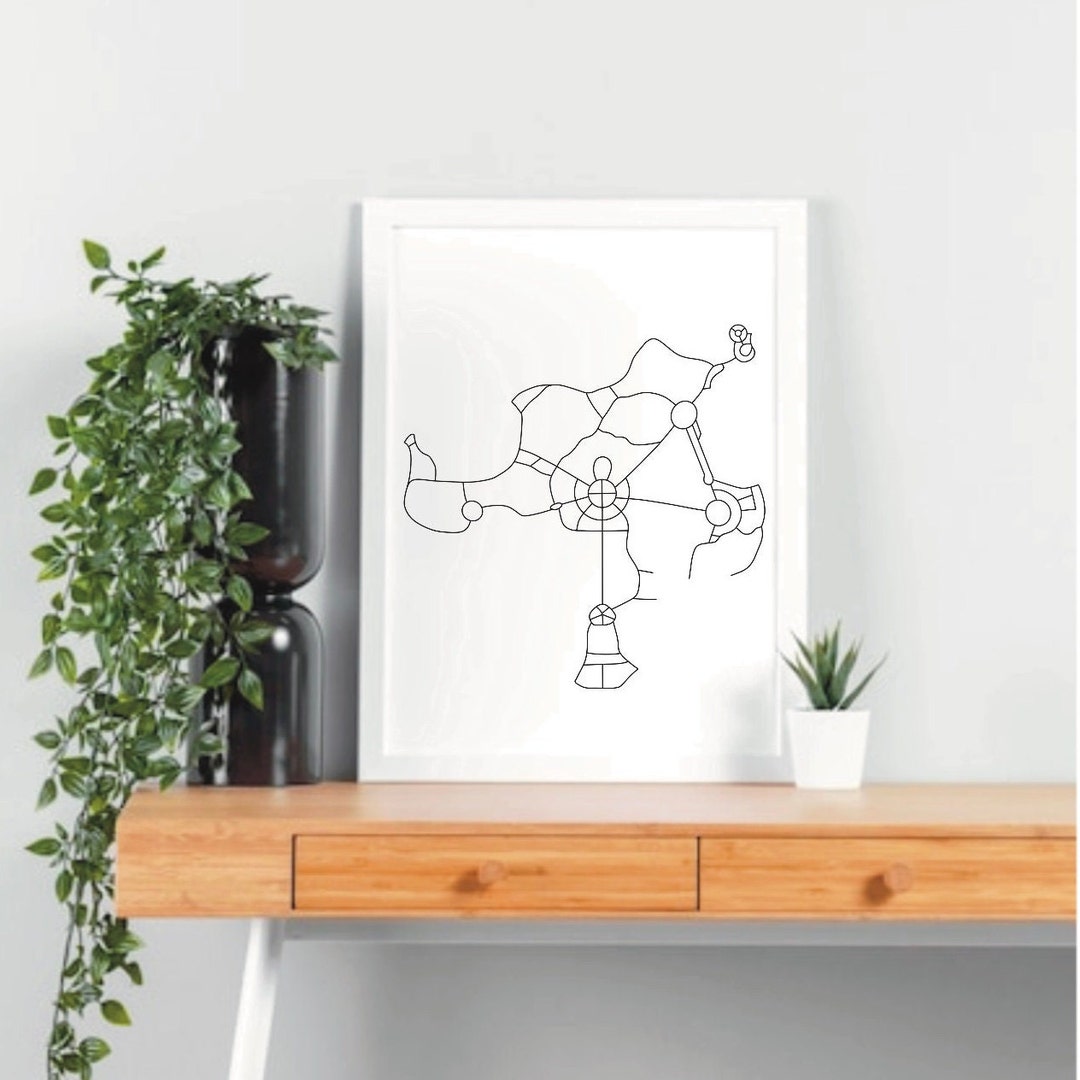 Theme Park Map Line Art Instant Download / Theme Park Inspired Wall Art ...