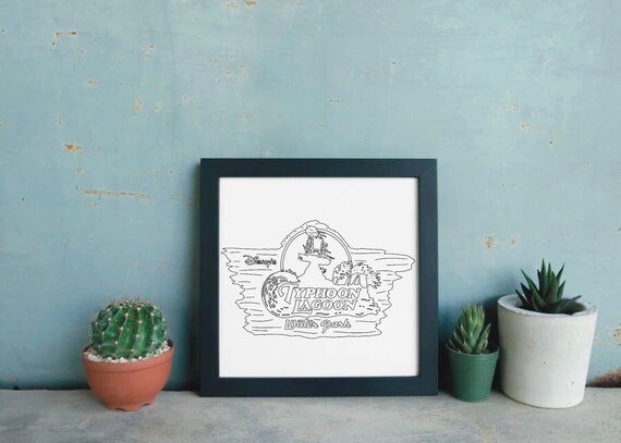 Typhoon Lagoon Line Art Instant Download / Theme Park Inspired - Etsy