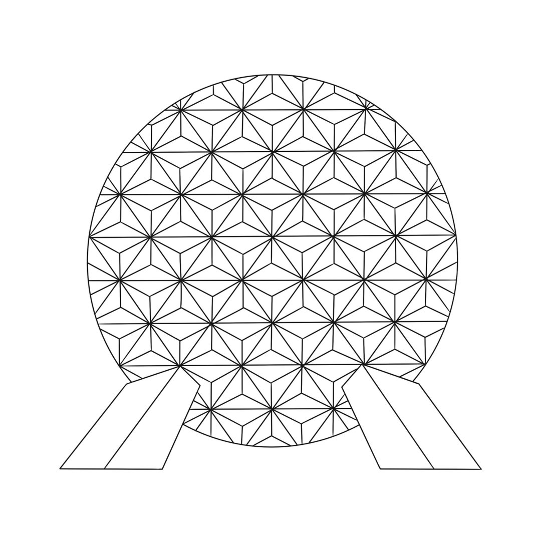 Spaceship Earth Line Art Instant Download / Theme Park Inspired Wall ...