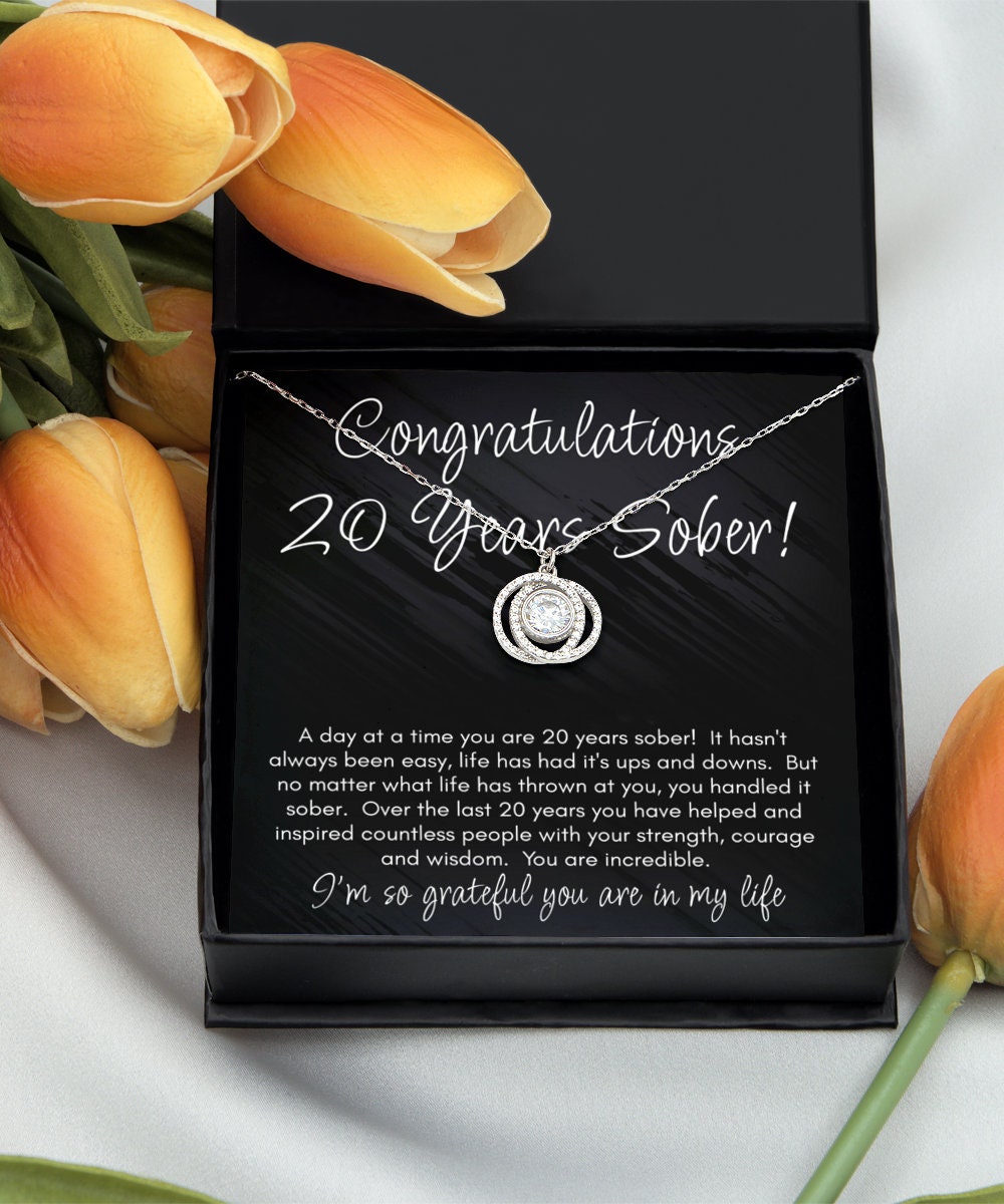 20 Years Sober Necklace, 20 Years Sobriety Jewelry, Congratulations ...