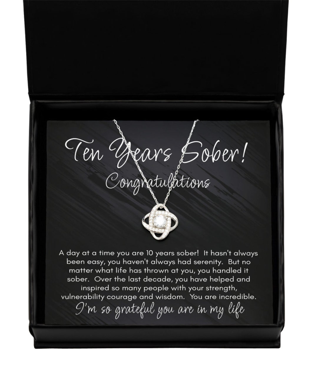 10 Years Sober Necklace, Sober 10 Year Gift, Ten Years Sobriety Gift ...