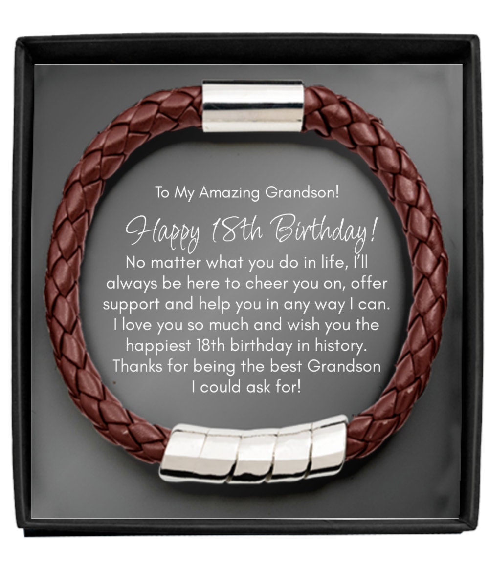 18th Birthday Gift, for Grandson, Happy 18th Birthday, 18th Bracelet ...