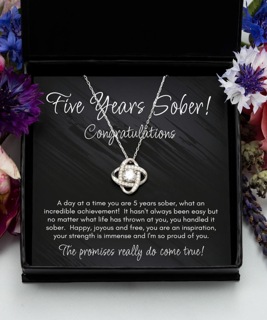 5 Years Sober Necklace, Congratulations, Five Years Sobriety Gift ...