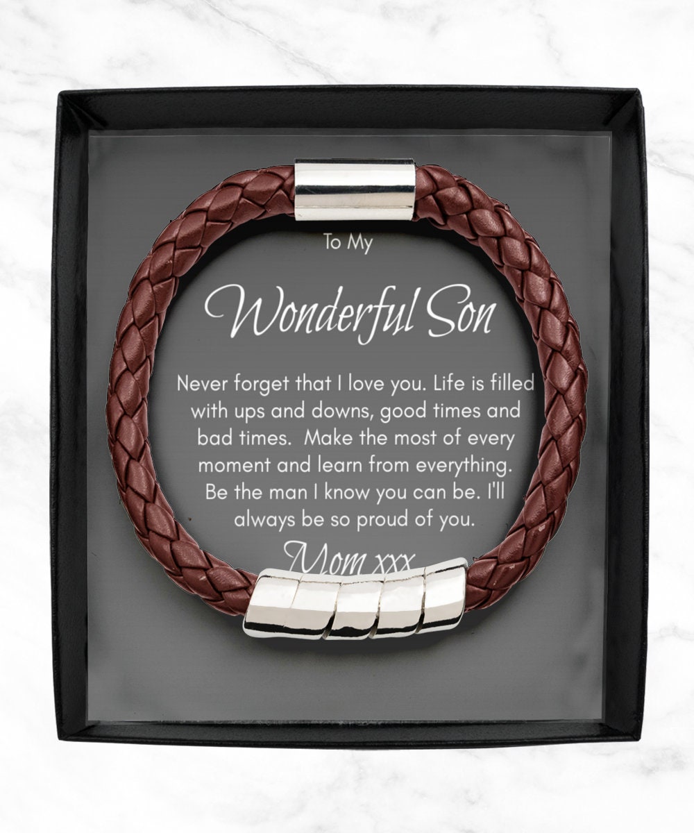 Gift for Son From Mom, to My Wonderful Son Bracelet, Son Birthday ...