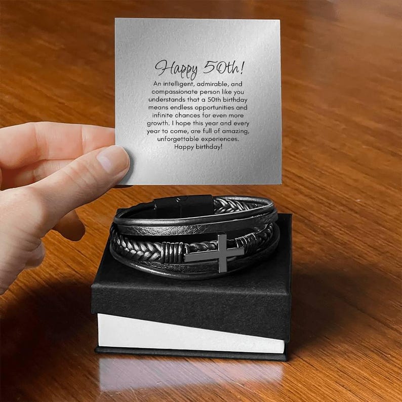 Happy 50th Birthday Gift for Him, Mens Bracelet, 50th Birthday, 50th ...