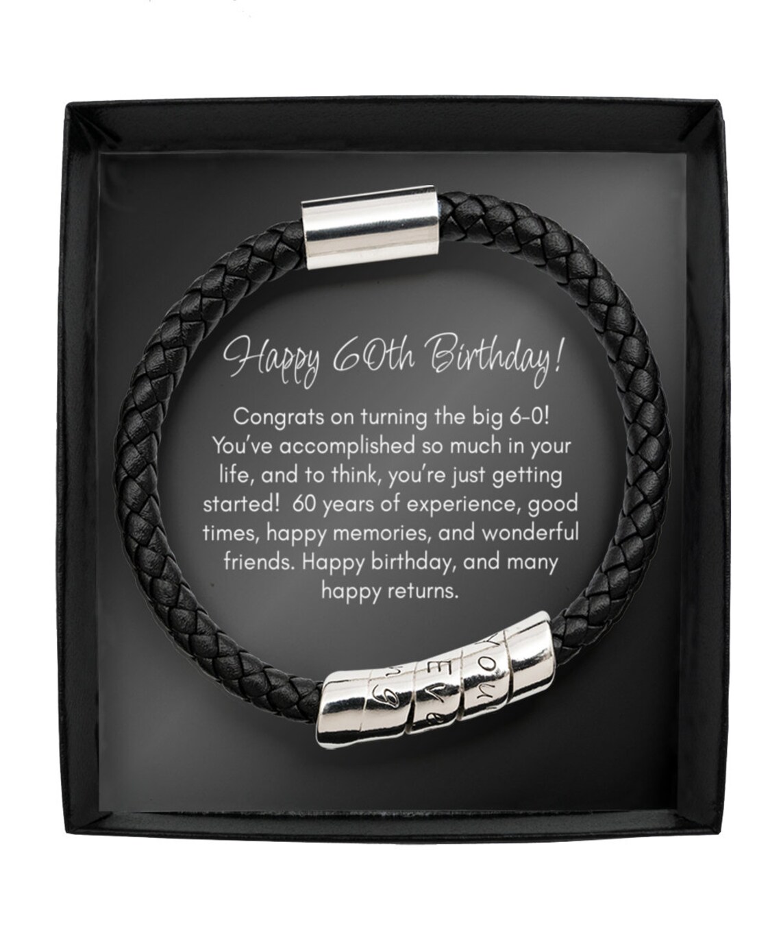 60th Birthday Present, for Him, for Men, Bracelet 60th Birthday, 60th ...