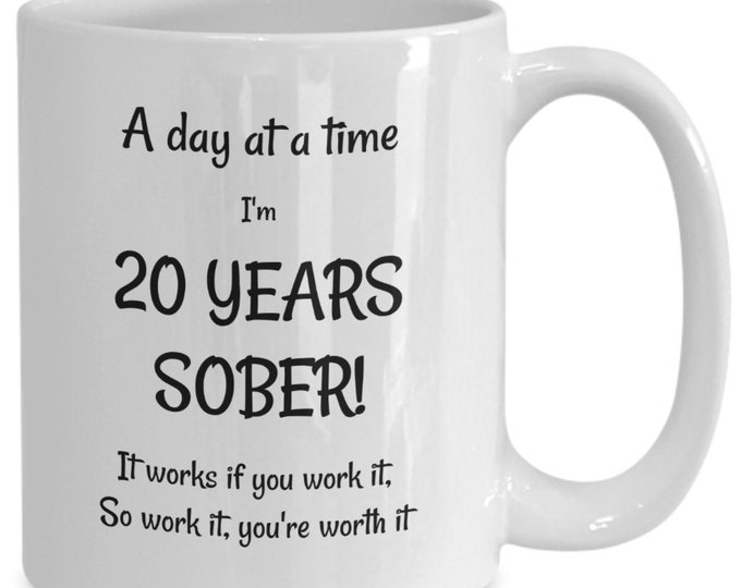 20 Year Sober Gifts, 20 Year Sober Coffee Mug, 20 Year Sober Cup, Birthday Gifts for Men and ...