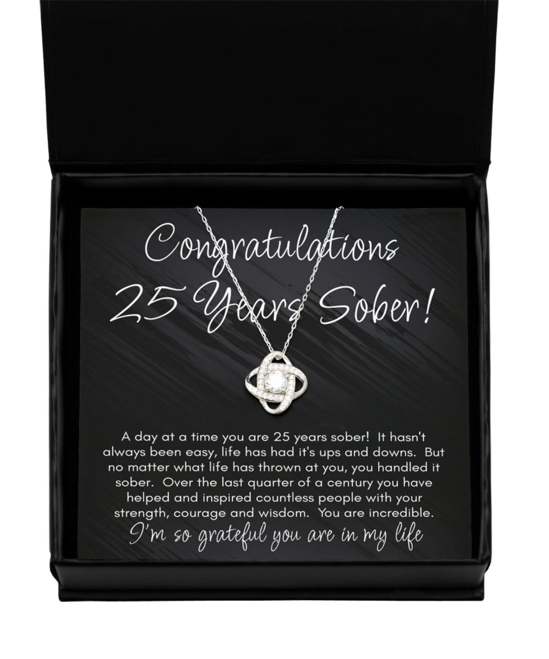 25 Years Sober Necklace, Congratulations, 25 Years Sobriety, Twenty ...