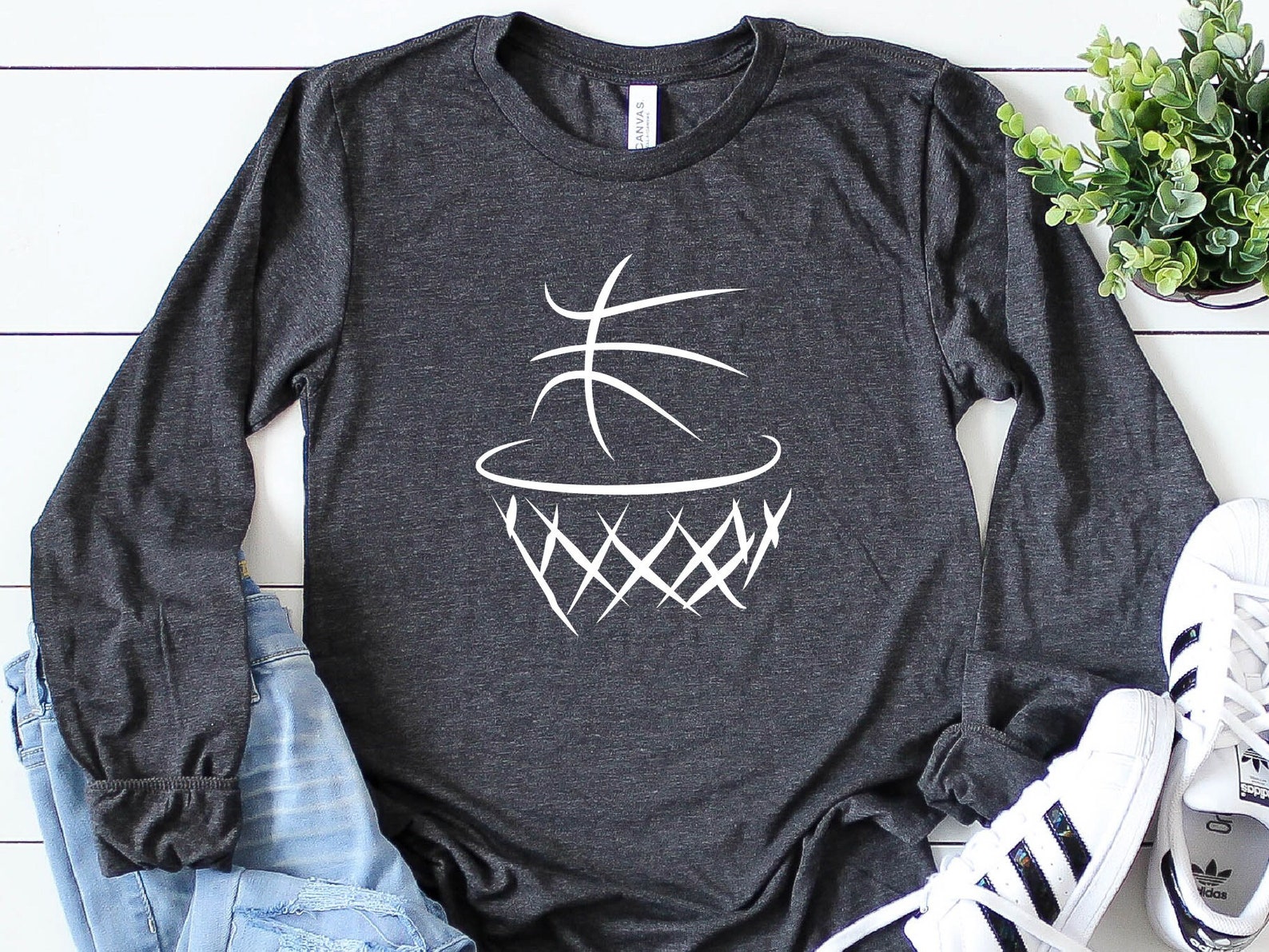 Basketball Long Sleeve Shirt, Basketball Player Tee, Sports Fan Top ...