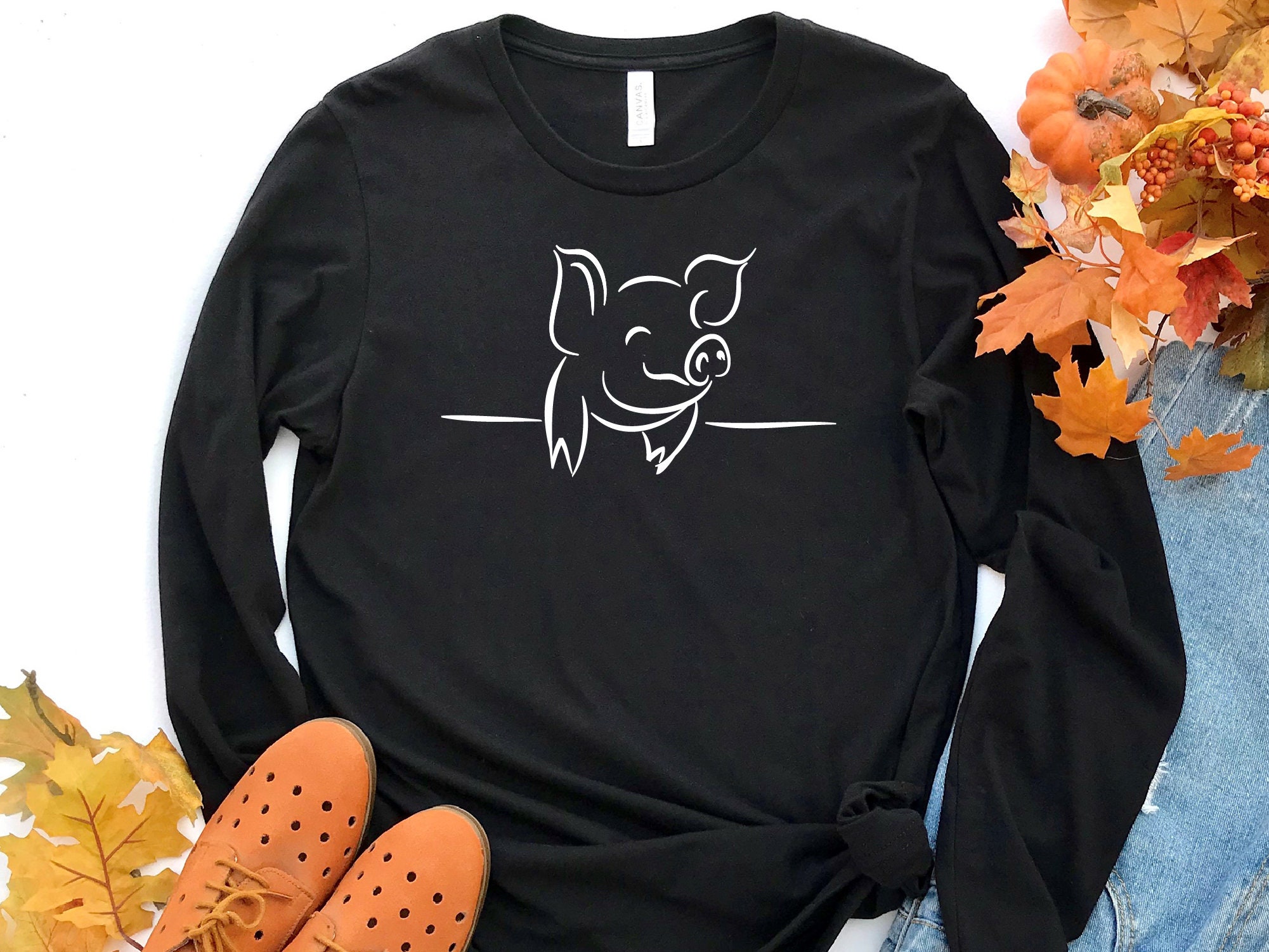 Pig Long Sleeve Shirt Cute Pig Shirt Pig Lover Gift Funny | Etsy