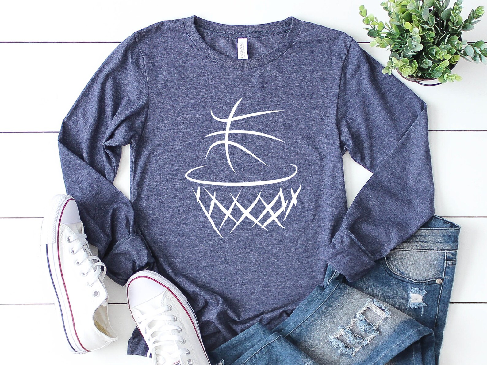 Basketball Long Sleeve Shirt, Basketball Player Tee, Sports Fan Top ...