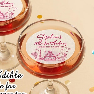 Personalized Edible Birthday Cocktail Topper/happy Birthday Drink ...