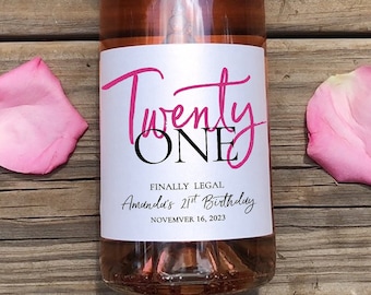 Custom 21st Birthday Champagne Label, Finally 21 Twenty One Wine, Funny ...