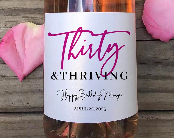 30th Birthday Gift Wine Label - Custom Wine Label Birthday Gift for ...