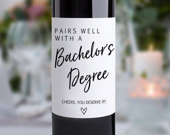 Pairs Well With Wine Label Graduation Champagne Custom Labels Master ...