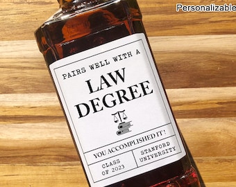 Law School Graduation Gift, Law Degree Whiskey Label, Bar Exam Gift ...