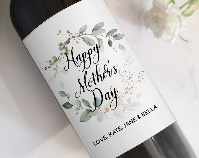 Happy Mothers Day Wine Labels, Mother's Day Gift to Mom and Wife, Pairs ...