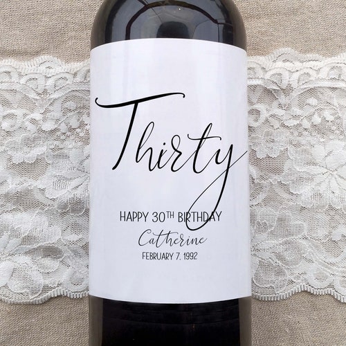 THIRTY 30th Birthday Wine Label Personalized Birthday - Etsy Canada