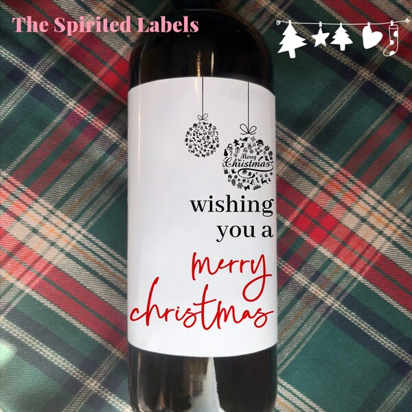 Merry Christmas Wine Labels - Etsy
