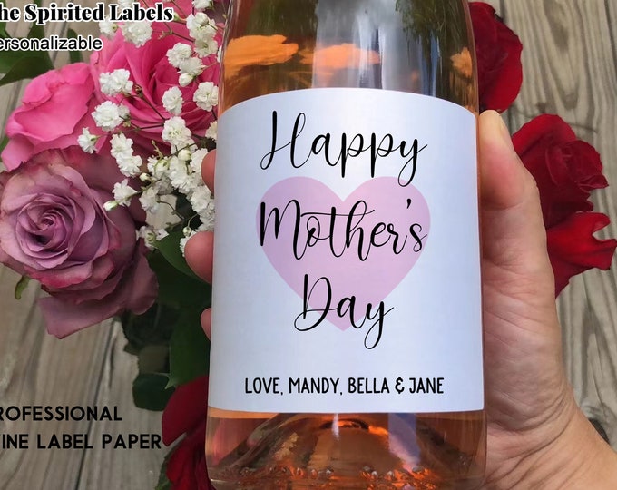 Happy Mothers Day Wine Labels, Mother's Day Gift to Mom and Wife, Pairs ...