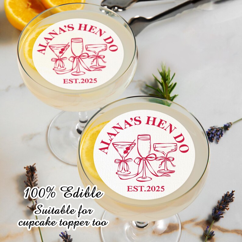 EDIBLE Wedding Drink Toppers/hen Party Cocktail Toppers/bachelorette ...