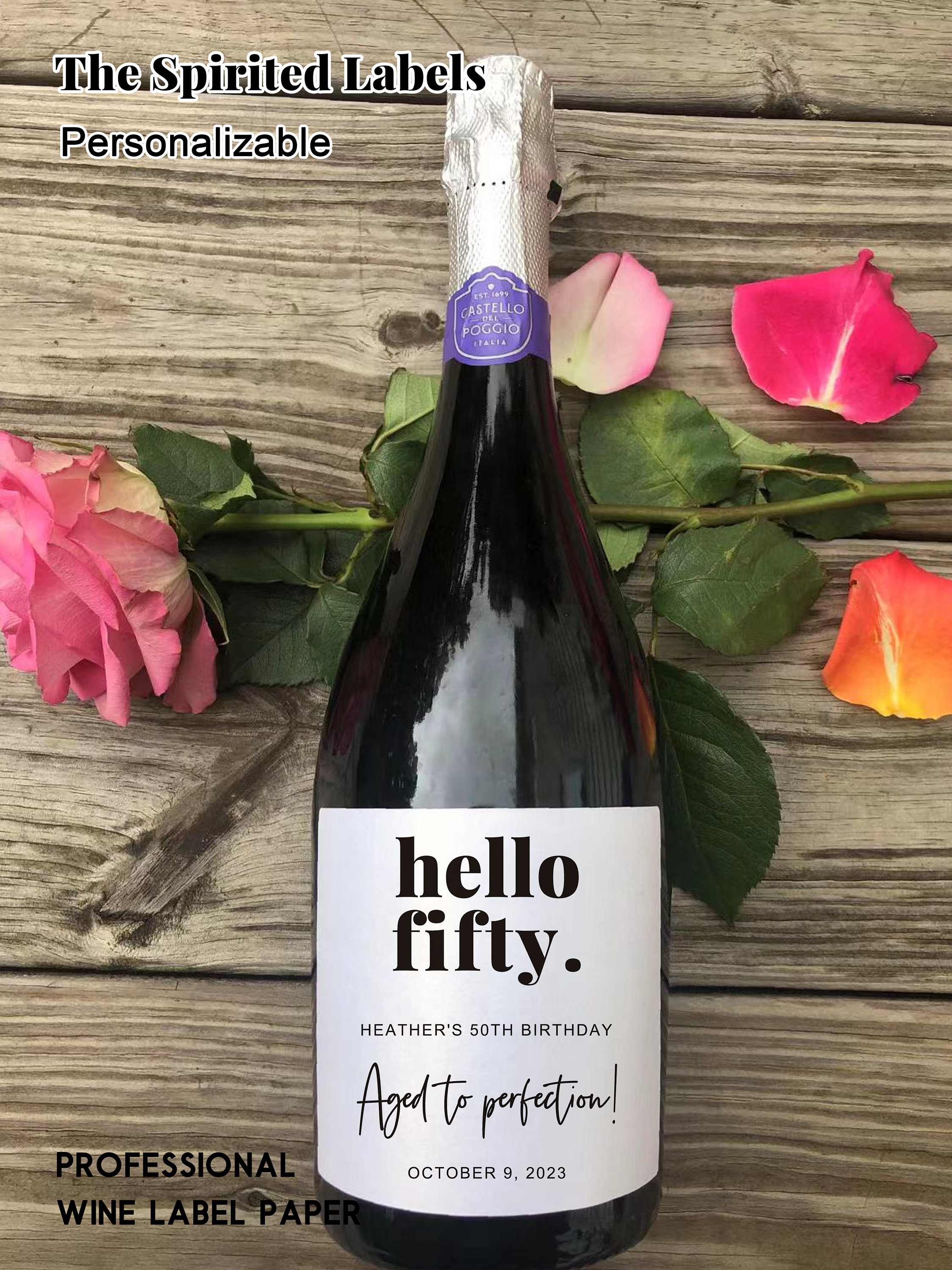Custom 50th Birthday Wine Label/50th Birthday - Etsy