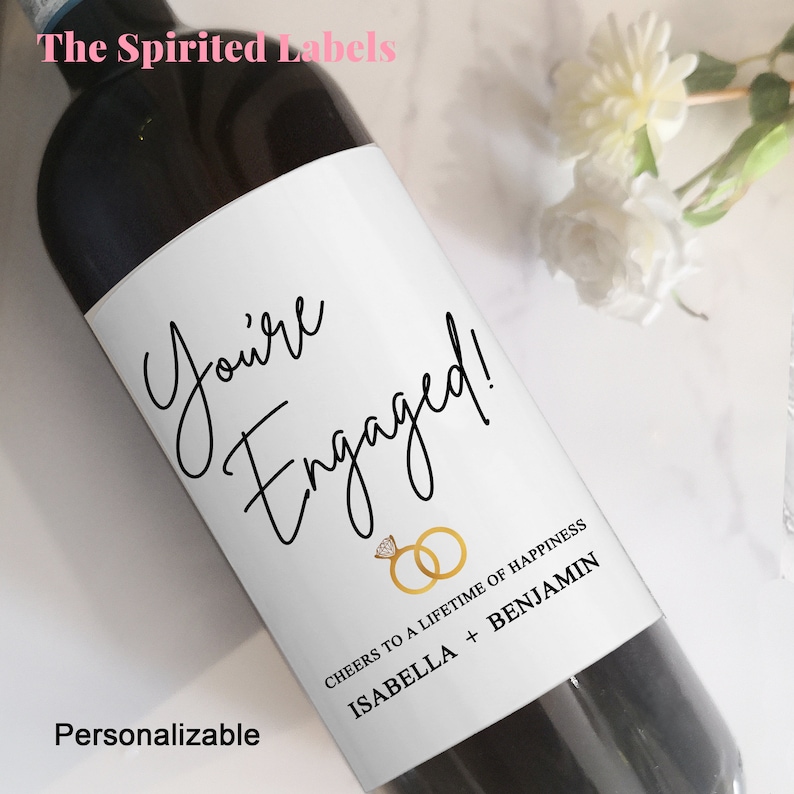 Engagement Wine Label/engagement Gift/personalized Engagement - Etsy
