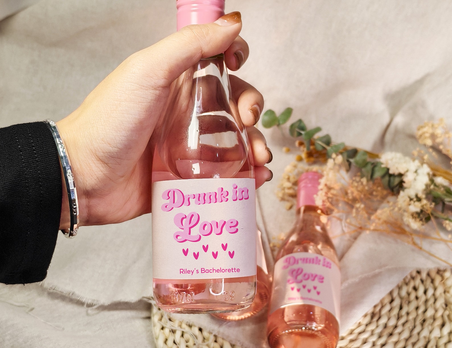 Mini Wine Bottle Labels Drunk in Love Bachelorette Decorations ...