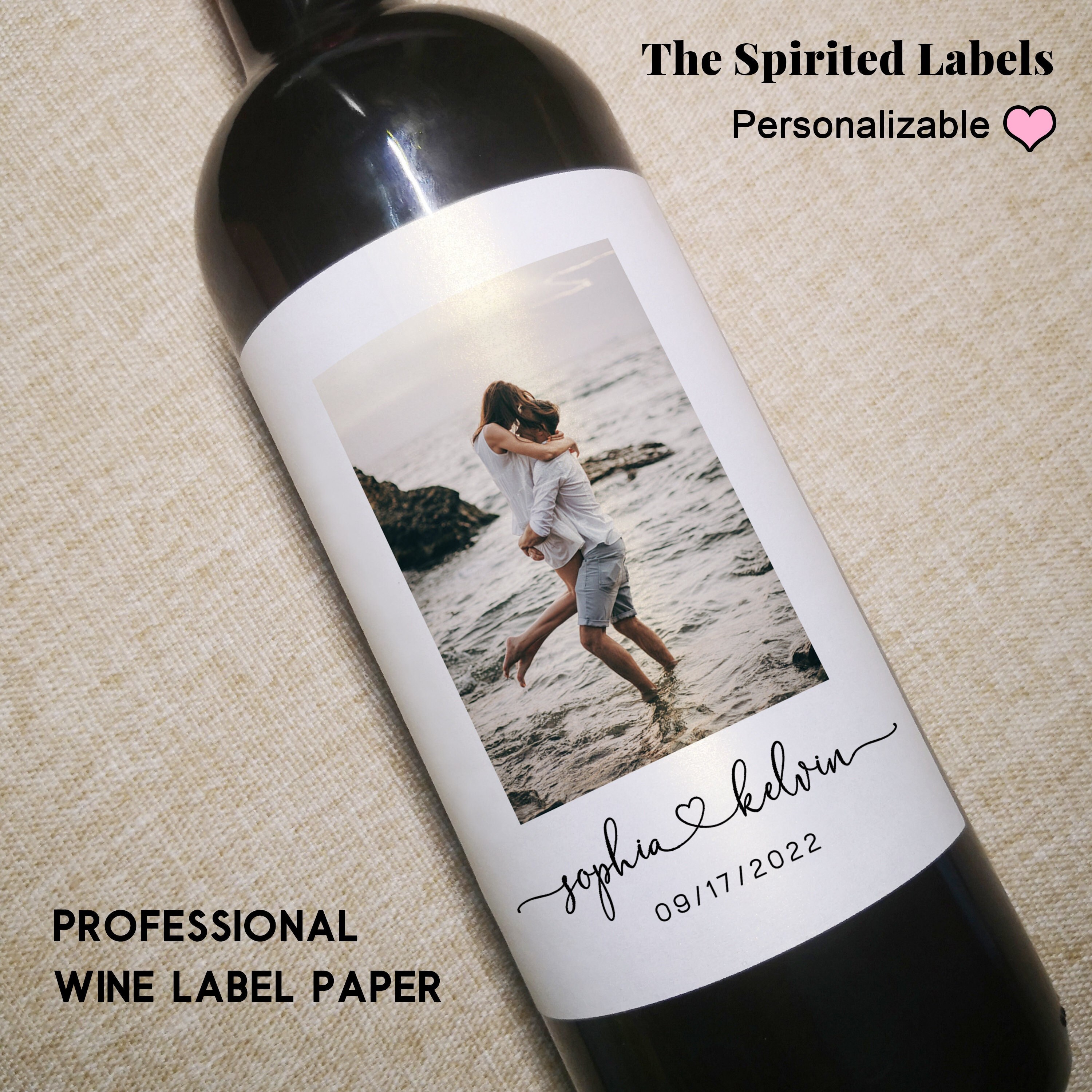 Custom Photo Wine Label/personalized Engagement Gift/wedding - Etsy