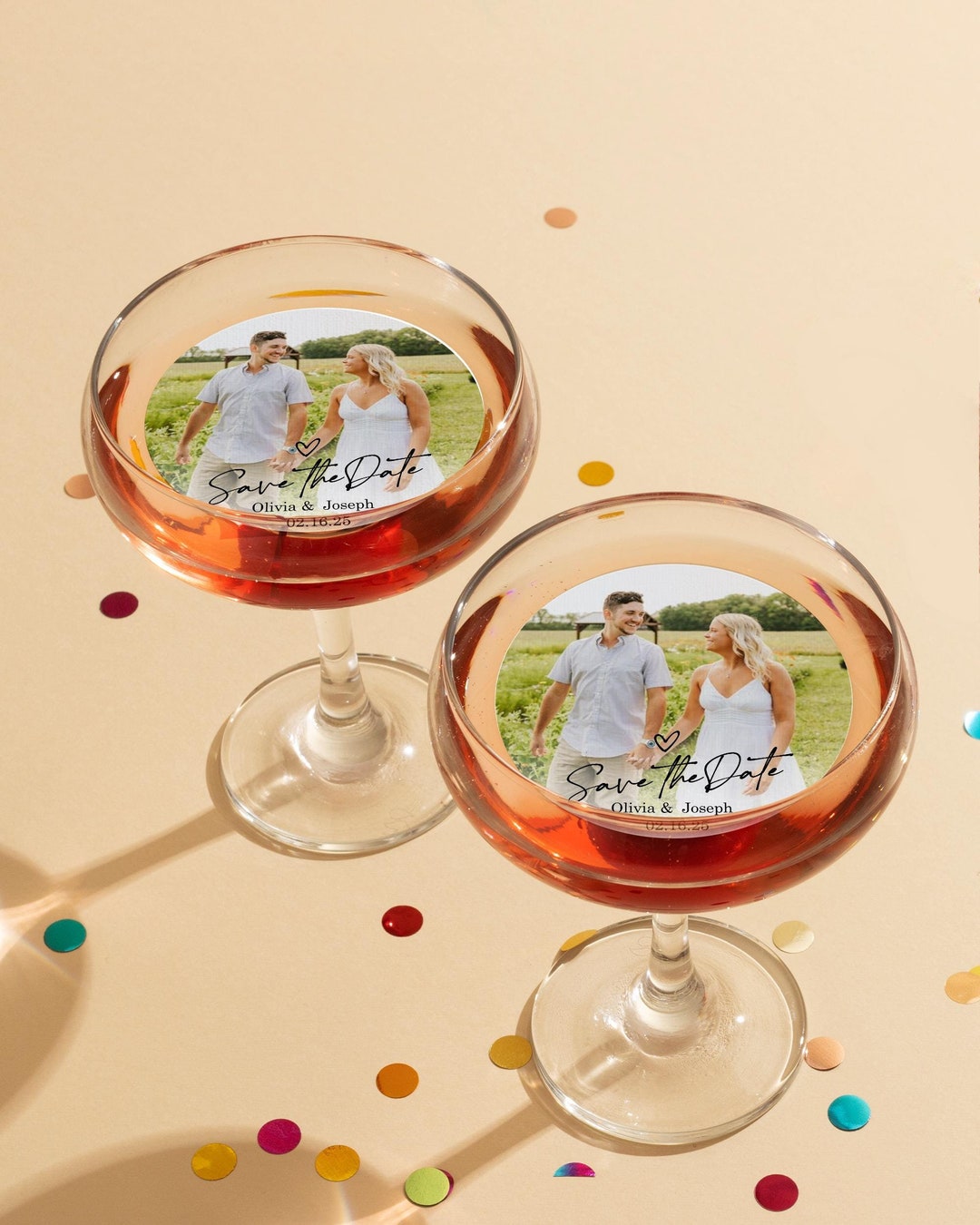 Edible Cocktail Toppers/save the Date Drink Topper/custom Drink Toppers ...