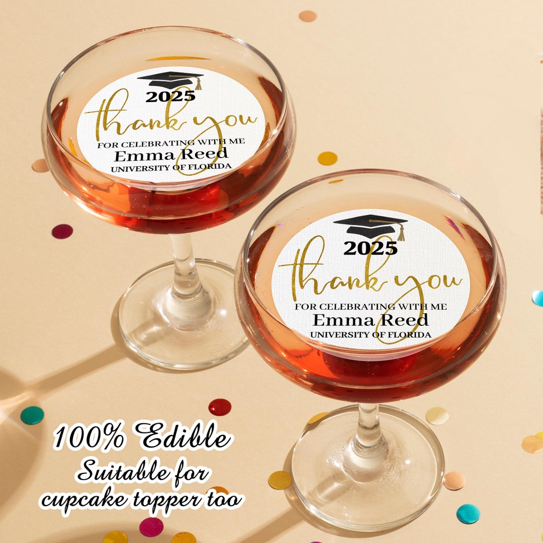 Edible Graduation Cupcake Toppers or Cocktail Toppers/custom Graduation ...