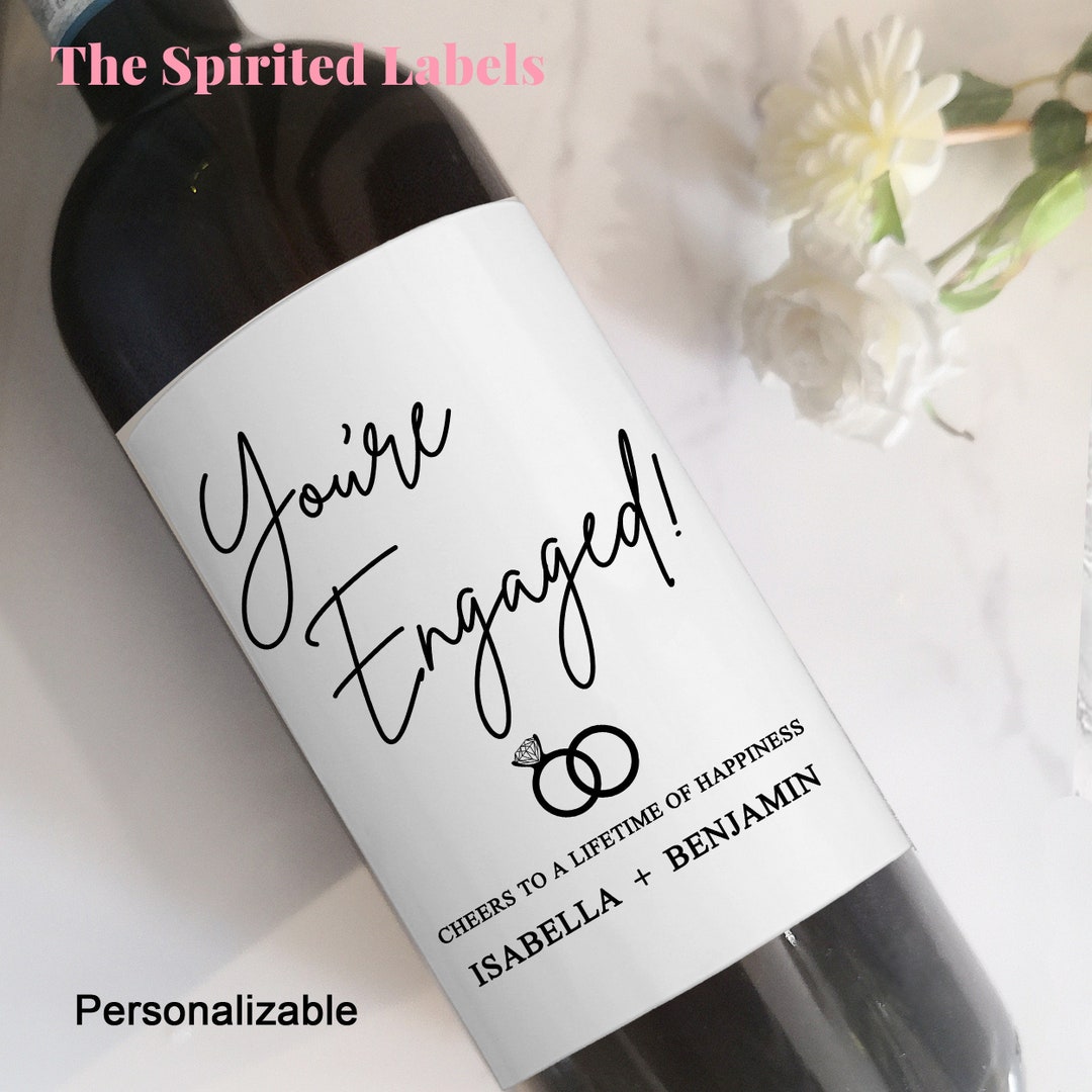 Engagement Wine Label/engagement Gift/personalized Engagement Wine ...