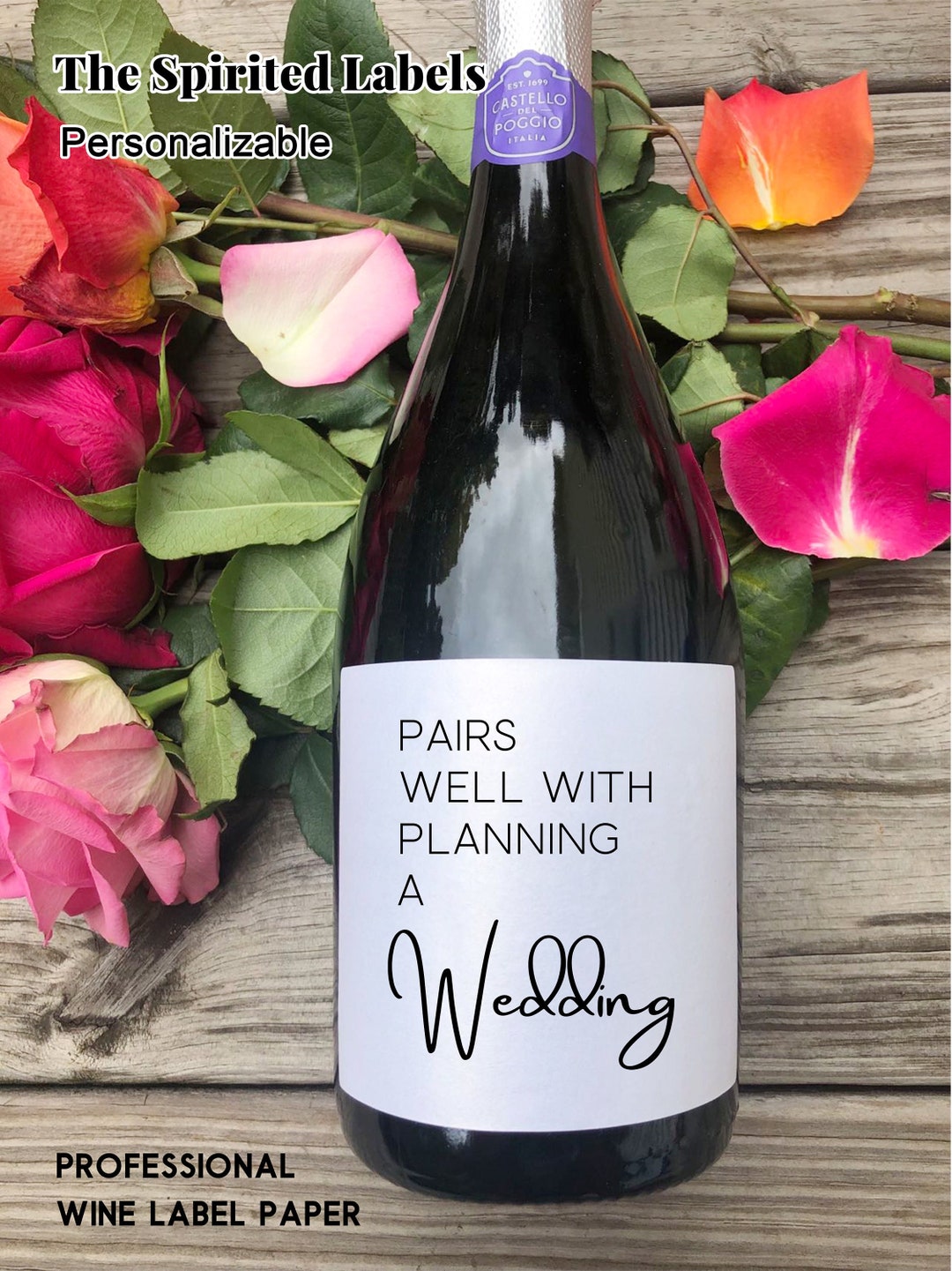 Pairs Well With Planning A Wedding/wedding Wine Label/engagement Gift ...