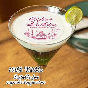 Personalized Edible Birthday Cocktail Topper/happy Birthday Drink ...