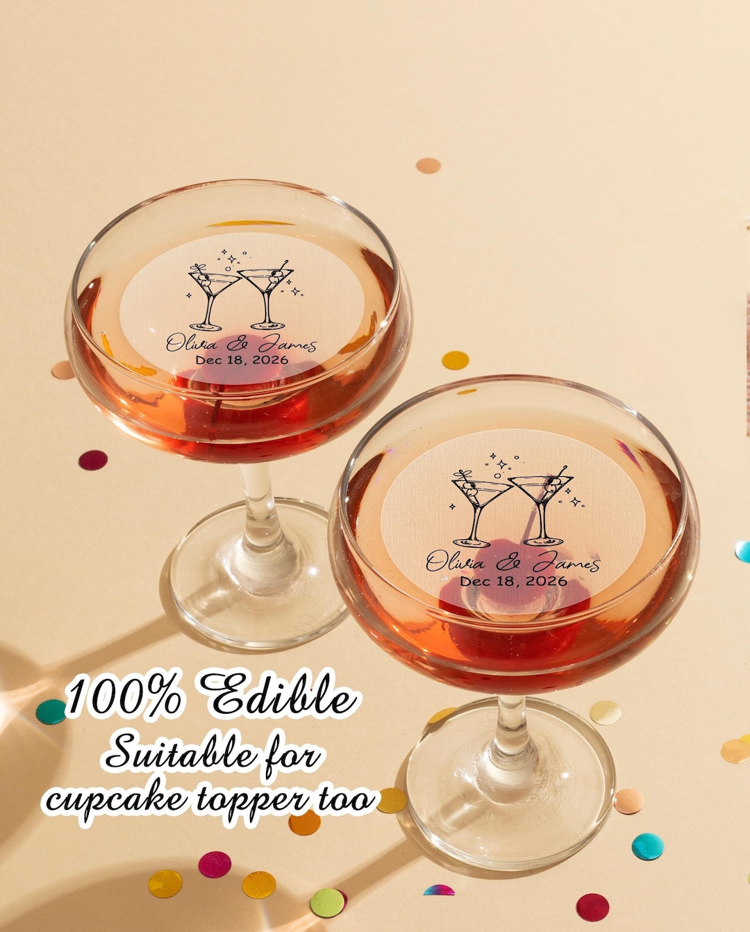 Edible Cocktail Toppers/wedding Party Favors/personalize Wedding ...