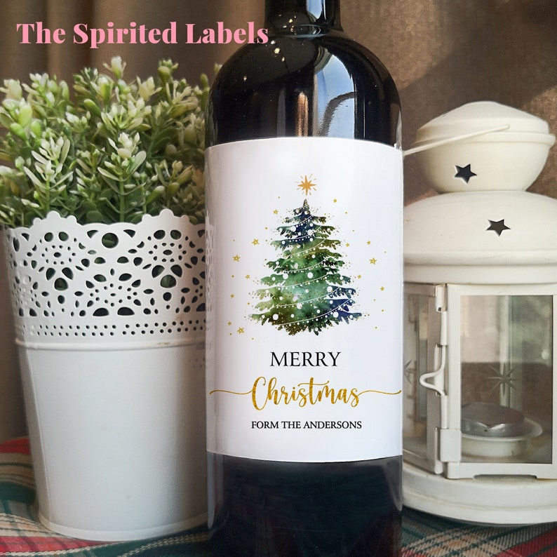 Custom Wine Bottle Labels for Christmas Stickers Holiday Champagne ...