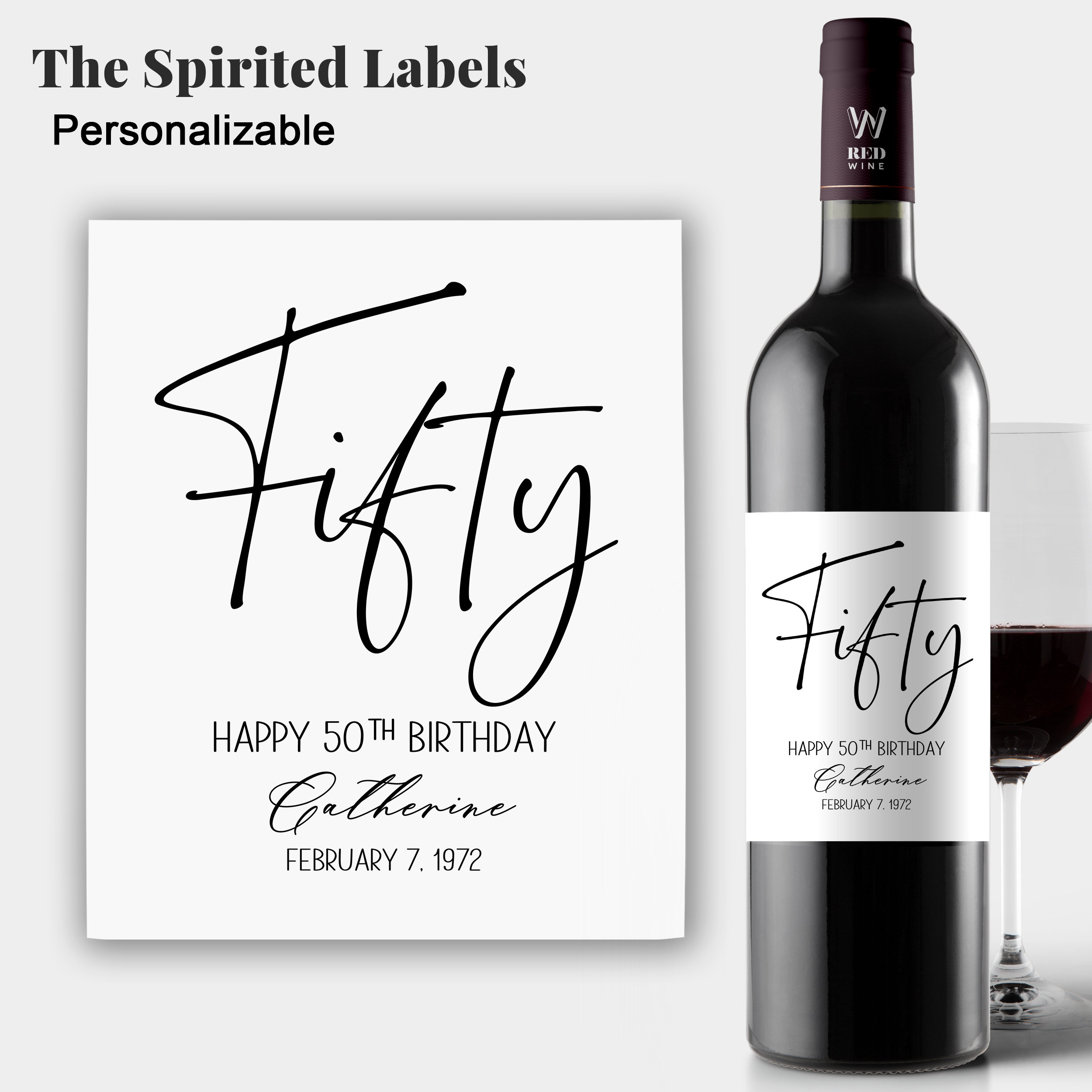 Custom 50th Birthday Wine Label/50th Birthday - Etsy