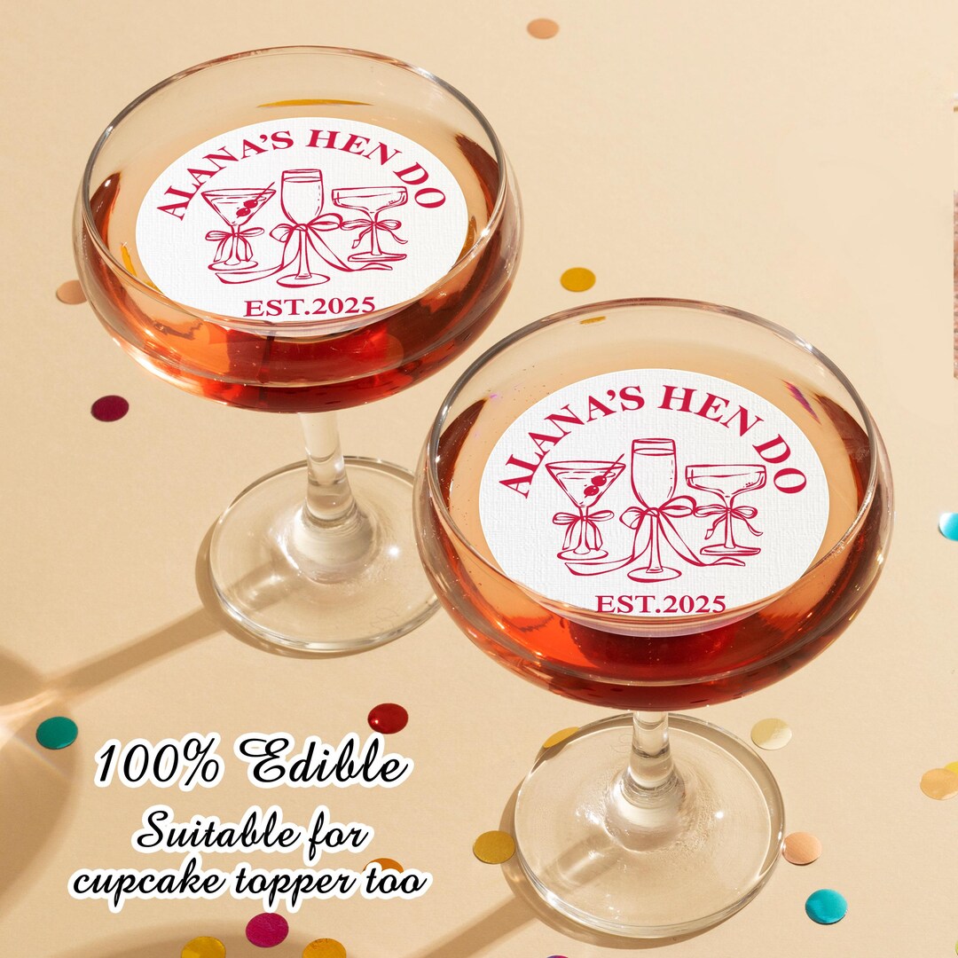 EDIBLE Wedding Drink Toppers/hen Party Cocktail Toppers/bachelorette ...