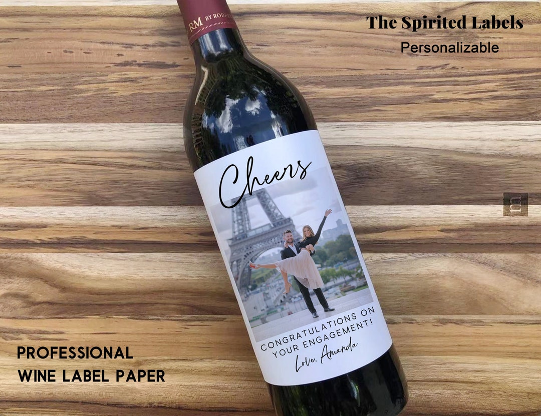 Custom Photo Wine Label/personalized Engagement Wine Label/engagement ...