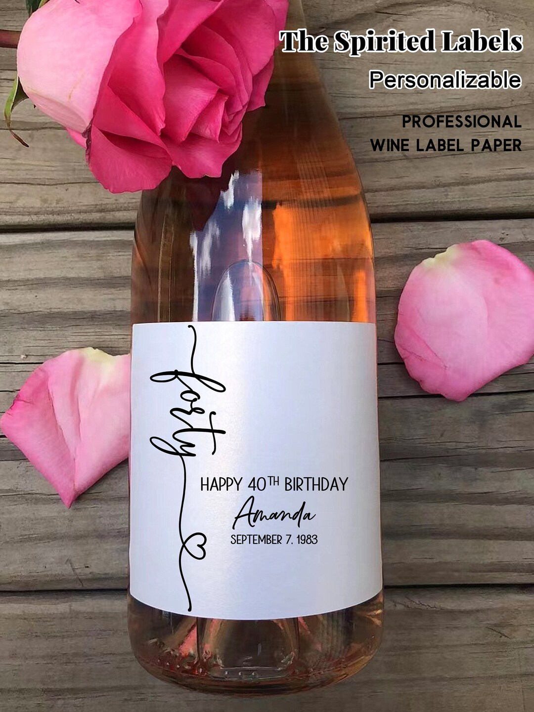 Custom FORTY Label - 40th Birthday Wine Label/forty and Fabulous Wine ...