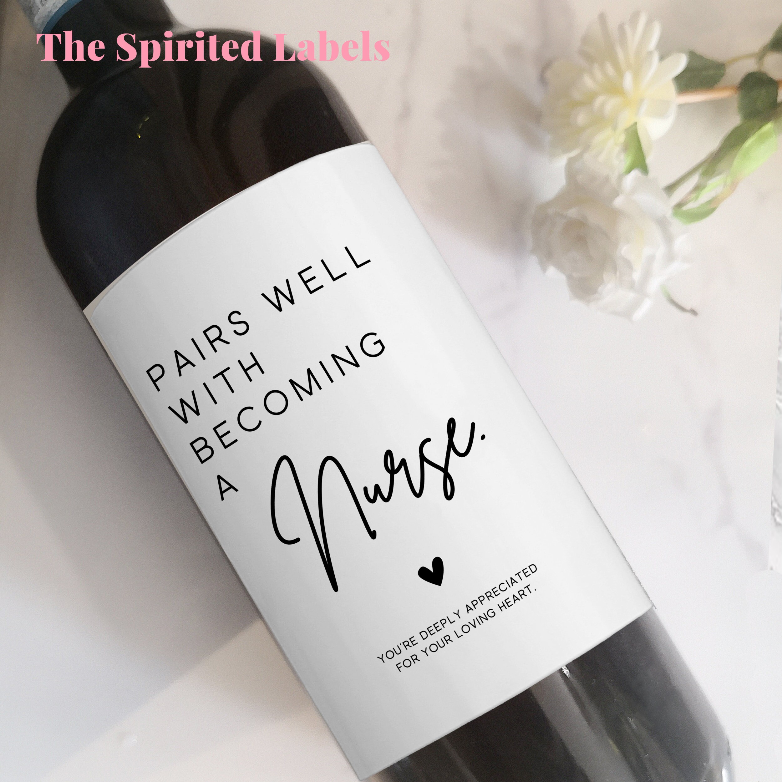 Pairs Well With Becoming a Nurse Wine Label New Job Gift for - Etsy