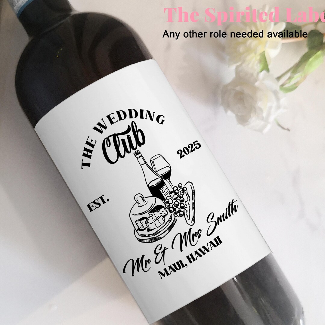 Custom Wedding Champagne Labels/cocktail Wedding Club Favors/newly Wed ...