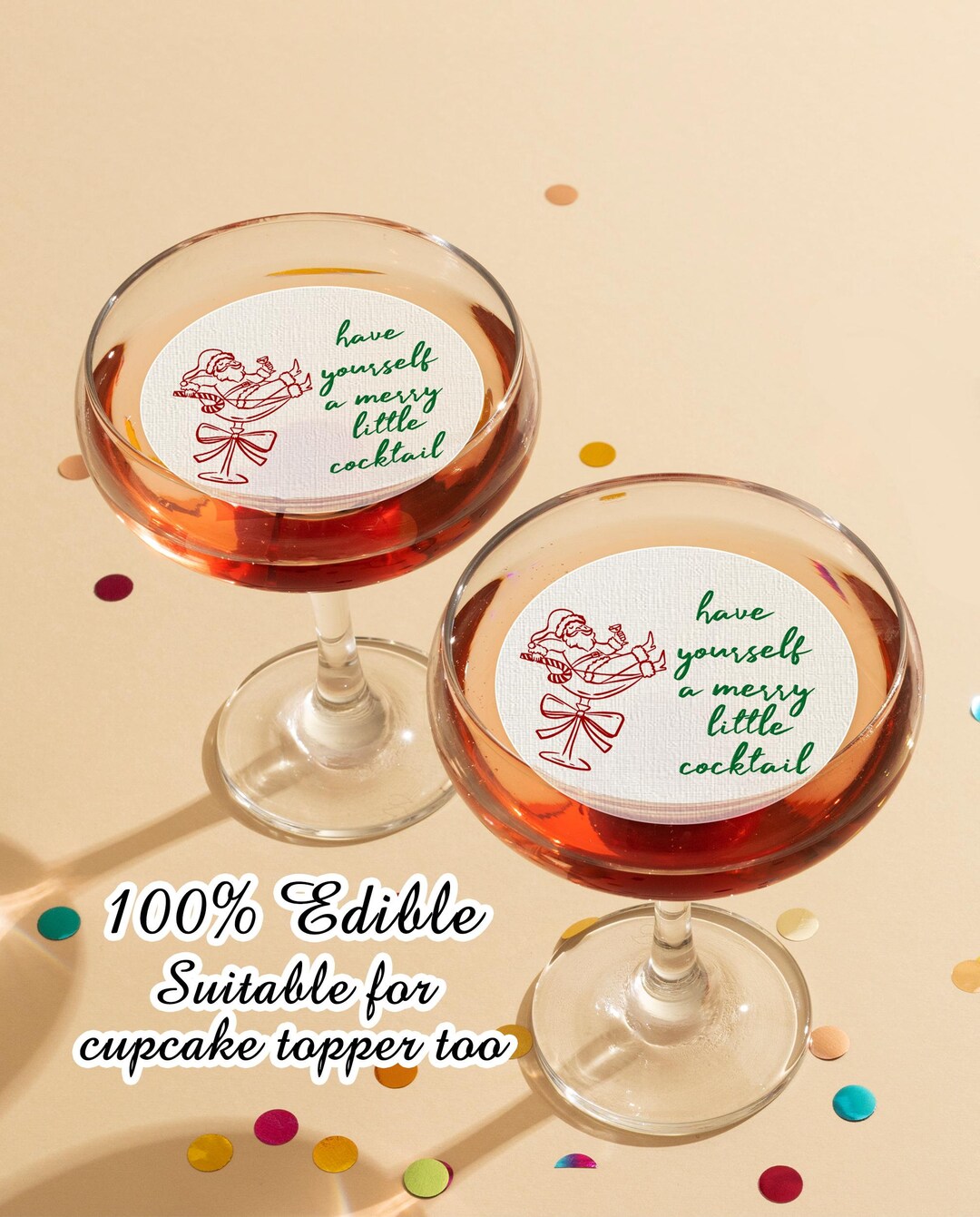 Christmas Drink Topper/nye Drink Topper/edible Drink Topper/christmas ...
