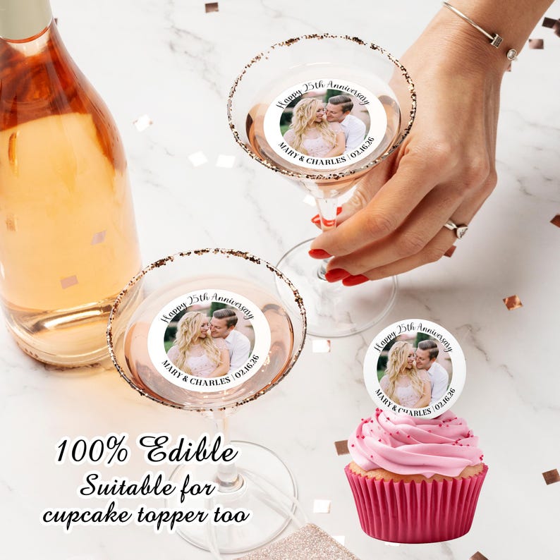 Edible Cocktail Toppers/happy Anniversary Drink Topper/cocktail Toppers ...