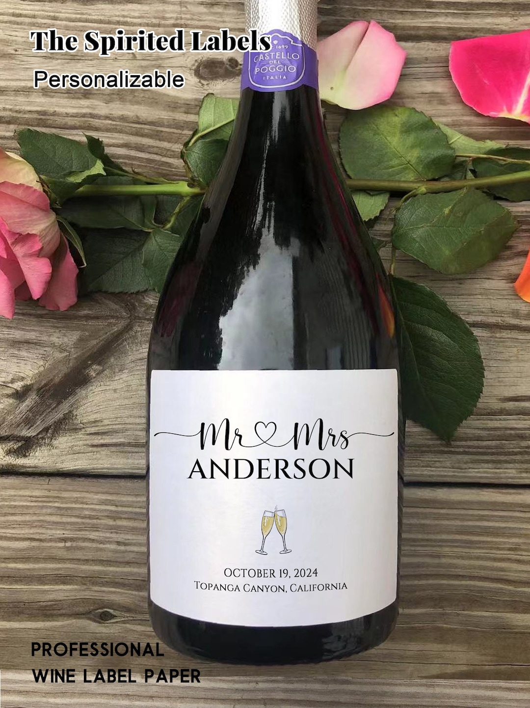 Custom Wedding Wine Labels Personalized Engagement Wine Bottle Labels ...