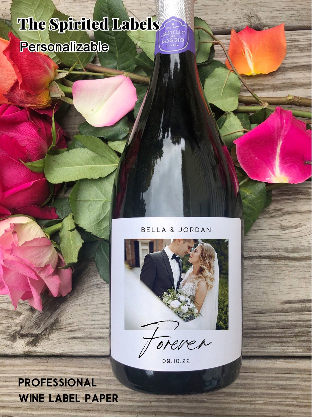 Custom Wedding Photo Label/personalized Engagement Wine Label ...