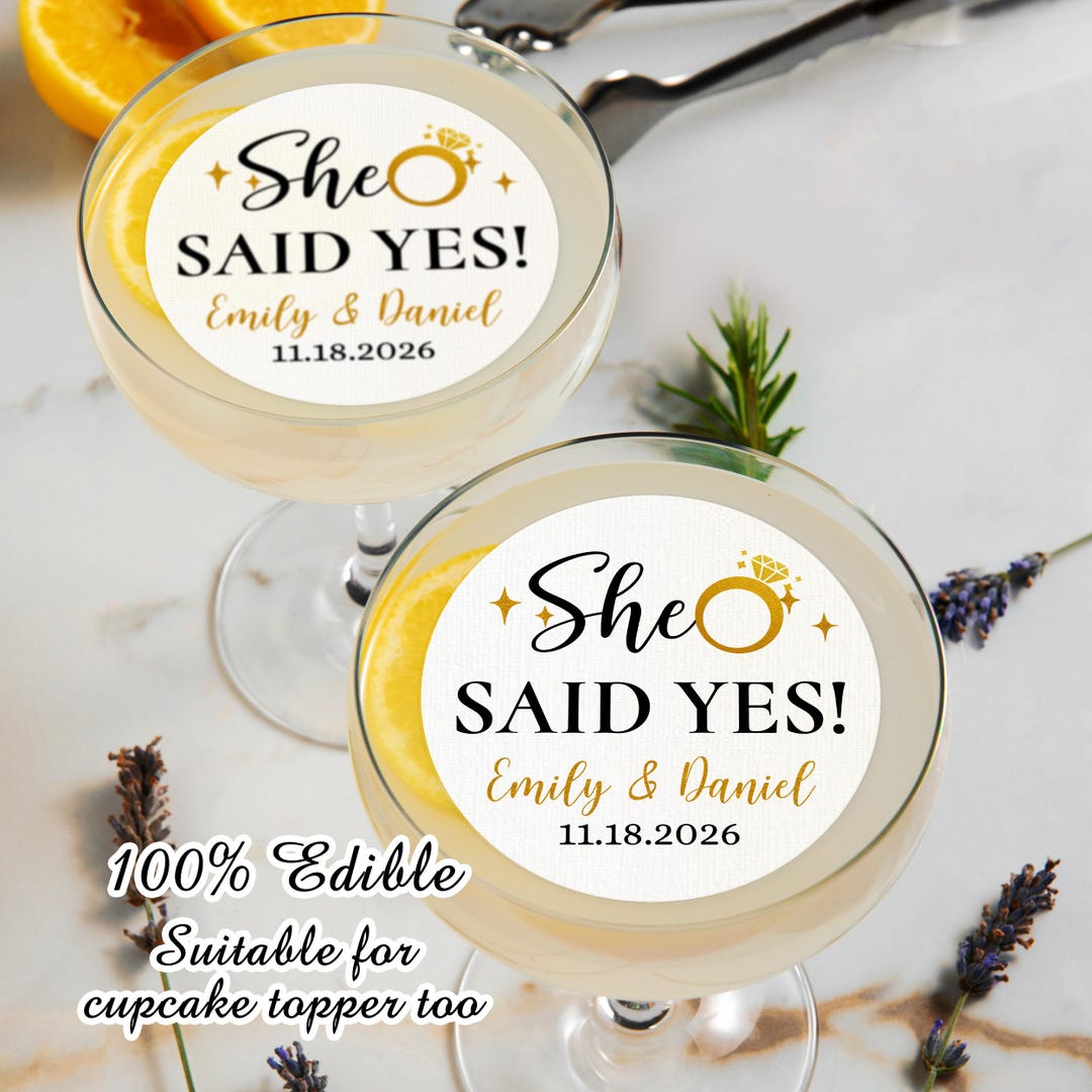 She Said Yes Toppers/edible Engagement Cocktail Toppers/special Event ...