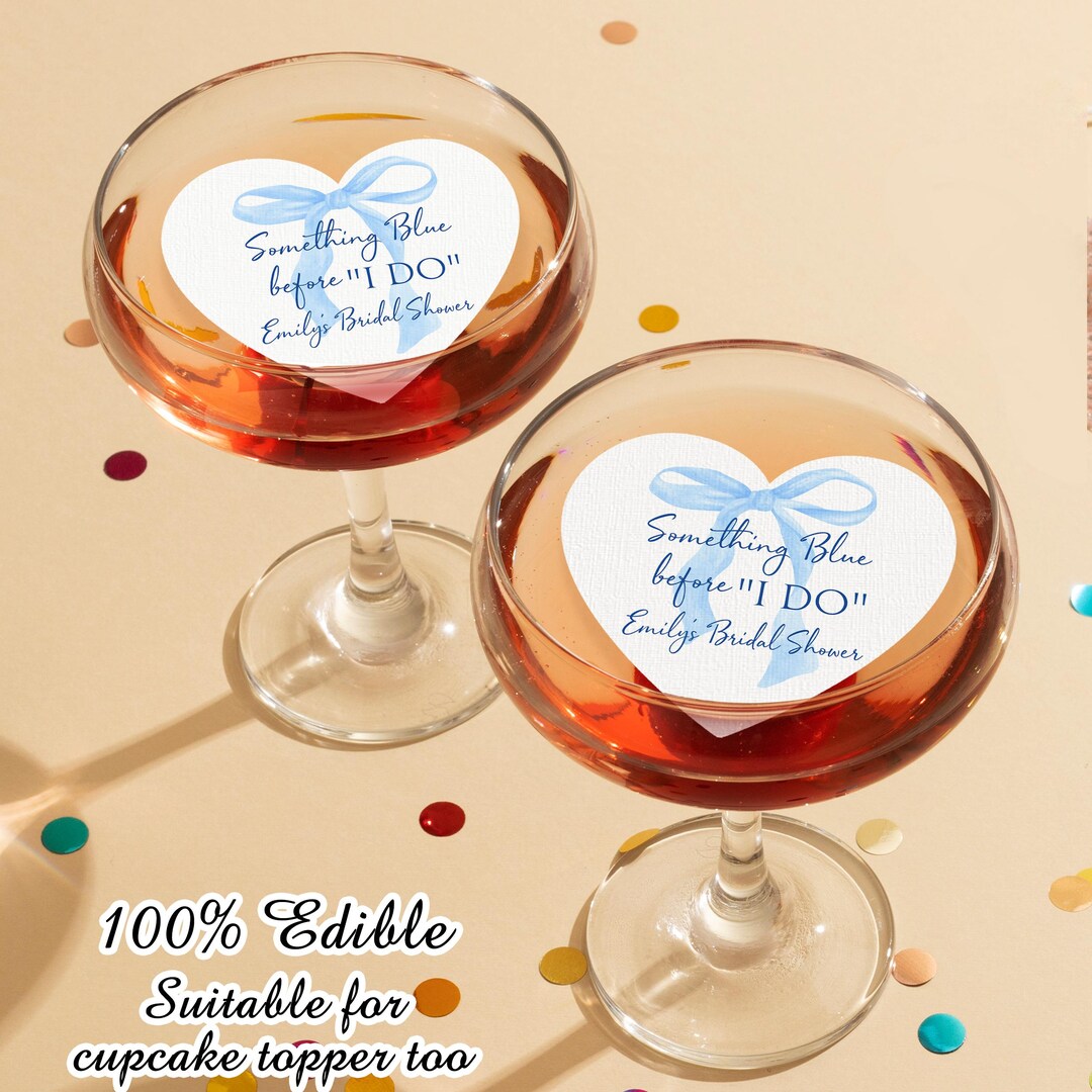 Custom Edible Cocktail Topper for Bridal Shower/something Blue Before I ...