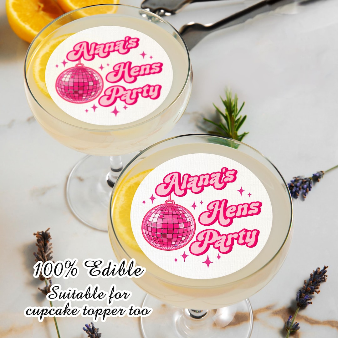 Personalized Edible Wafer Cocktail Toppers/bridal Shower Edible Drink ...